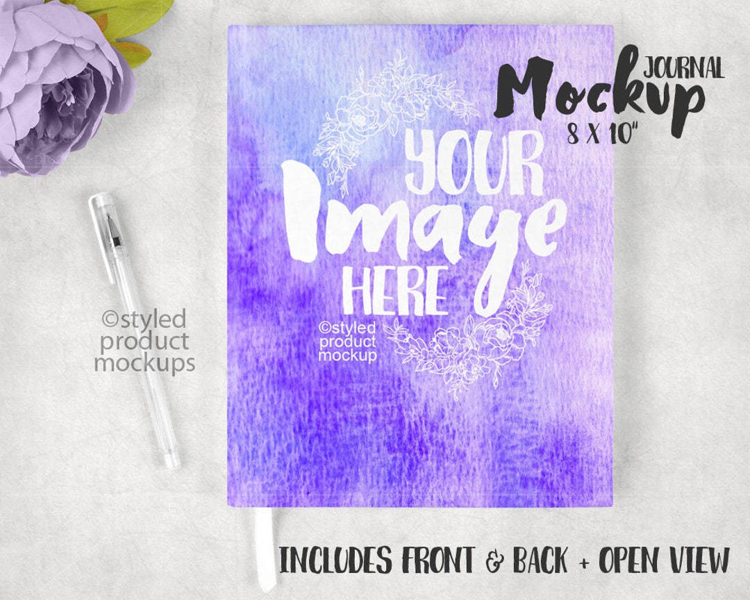 Journal Notebook Template Mockup | Add Your Own Image and Background - Etsy
