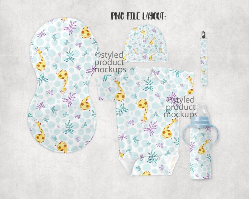 Dye Sublimation Baby Gift Set Mockup | Add Your Own Image and ...