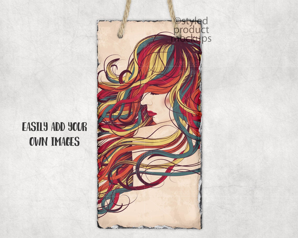Dye Sublimation Rectangle Hanging Slate Mockup | Add Your Own Image and ...