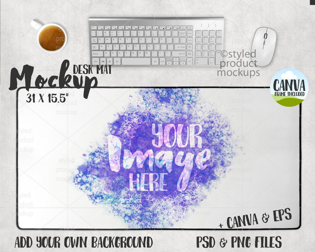 Dye Sublimation 31x15.5 Inch Gaming Desk Mat With Black Edge Mockup Add ...