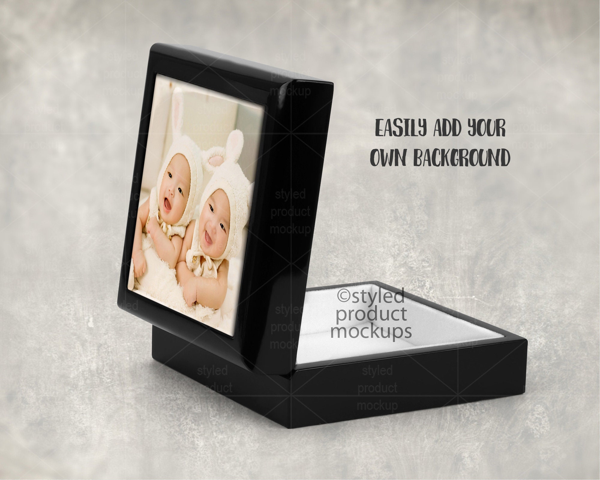 Dye sublimation glossy black keepsake box mockup Add your | Etsy