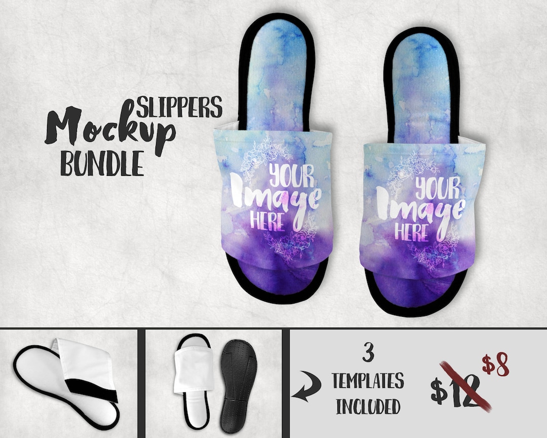 Dye Sublimation Slippers Mockup Template | Add Your Own Image and ...
