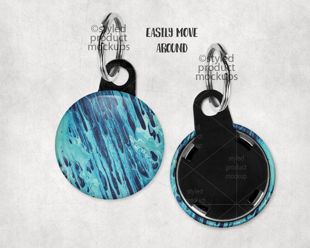 Button with Key Ring Mockup Template with Front and Back view | Etsy