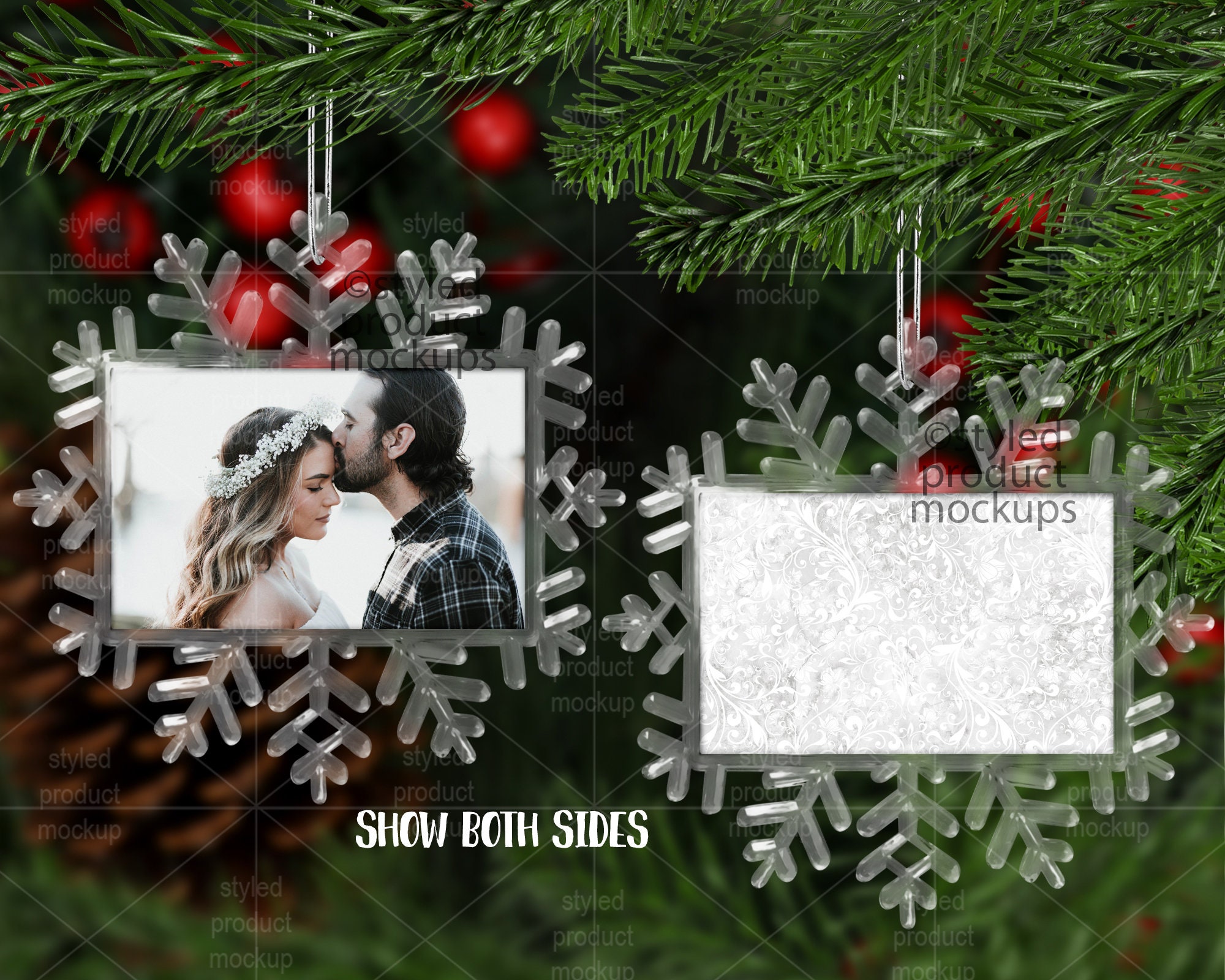 Double Sided Small Rectangle Snow Flake Shaped Floating | Etsy