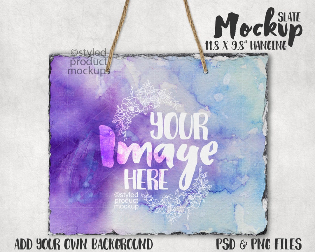 Dye Sublimation Hanging Rectangle Slate Mockup Template| Add Your Own ...