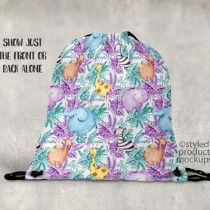 Two Sided Drawstring Backpack Template Mockup | Add Your Own Image and ...