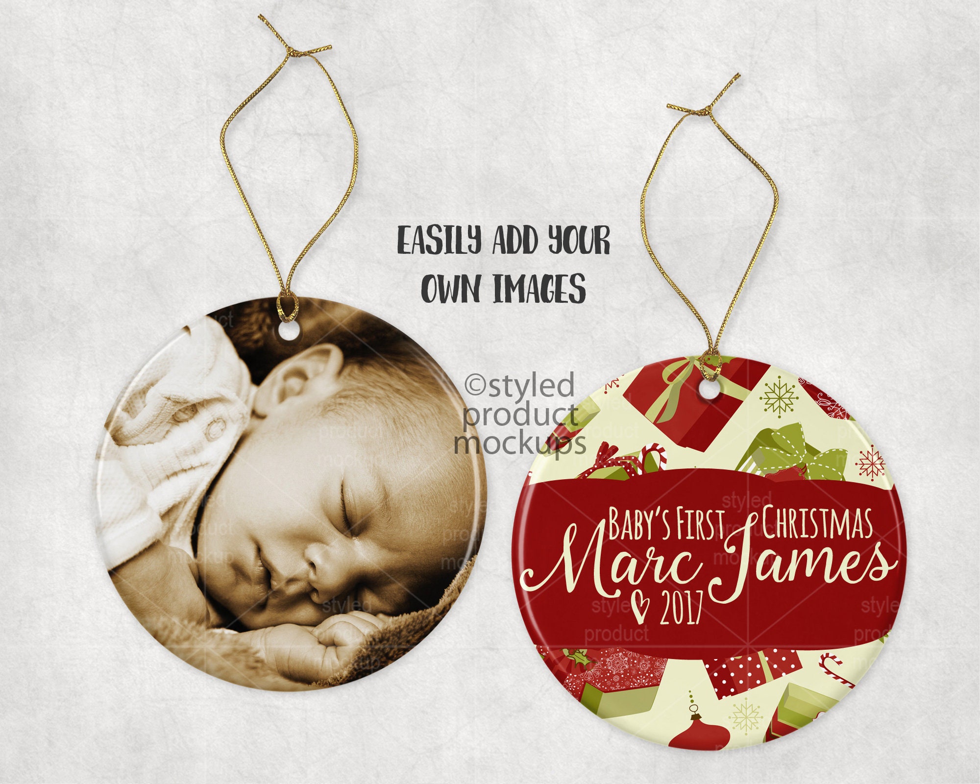 Dye sublimation round ceramic ornament mockup Add your own | Etsy