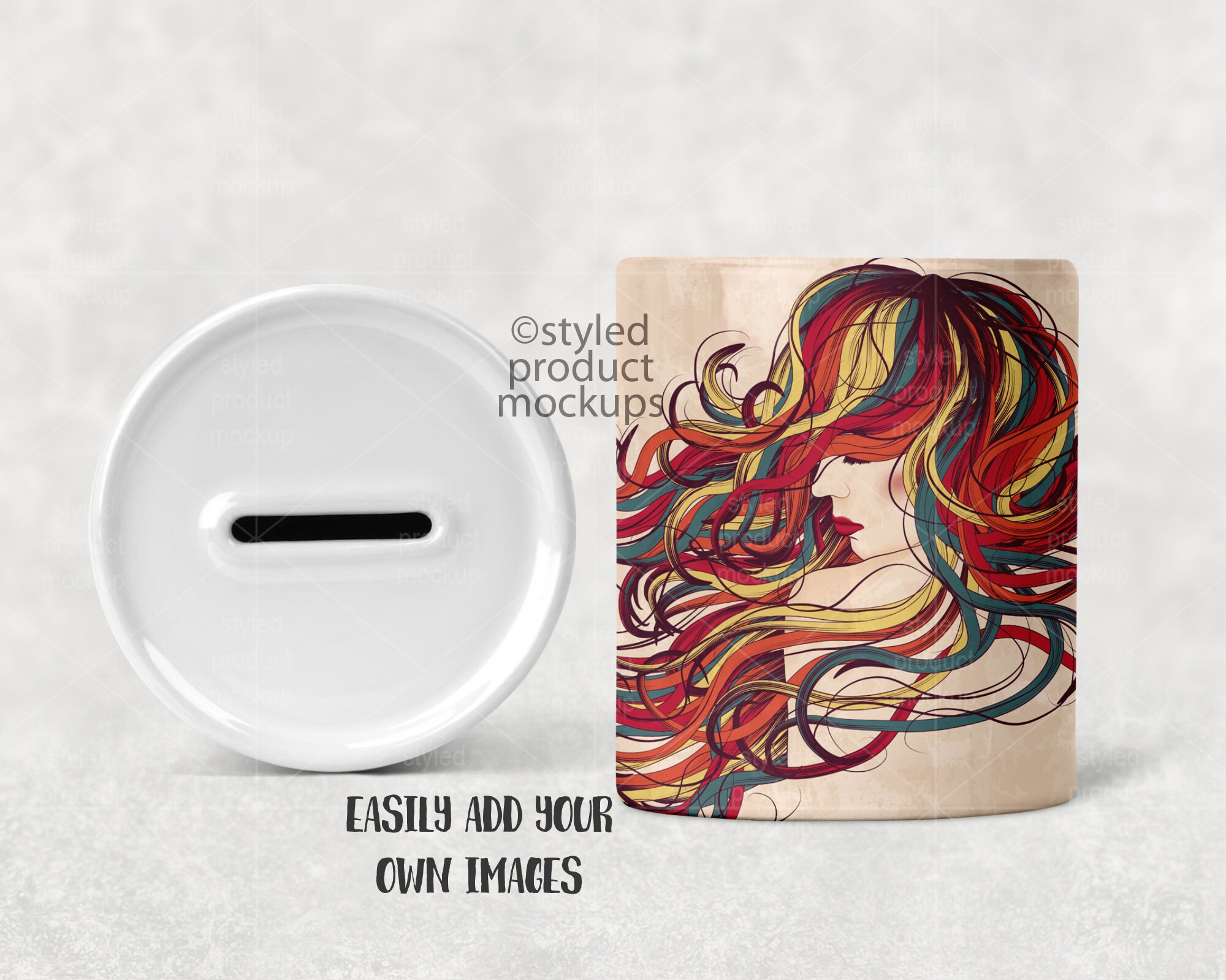 Dye Sublimation Ceramic Coin Bank Mockup Add Your Own Image - Etsy