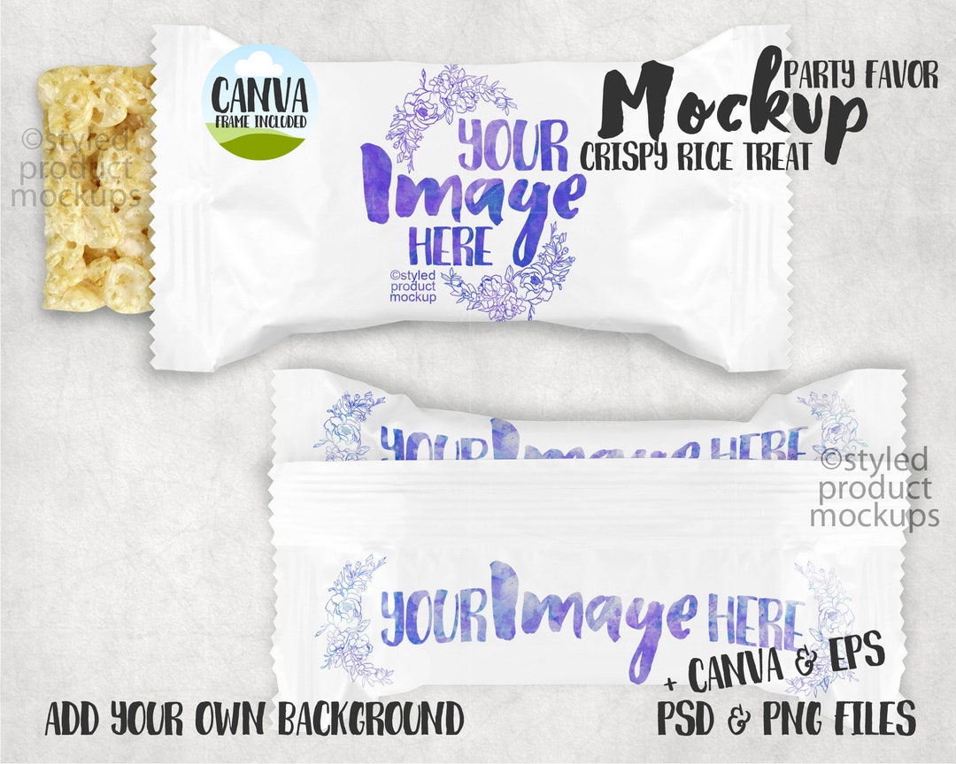 Crispy Rice Treat Party Favor Wrapper Mockup Add Your Own Image and ...