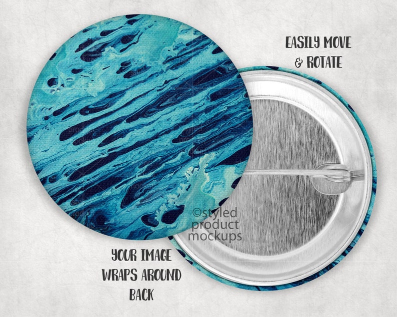 Round Canvas Pinback Button Mockup | Add Your Own Image and Background ...
