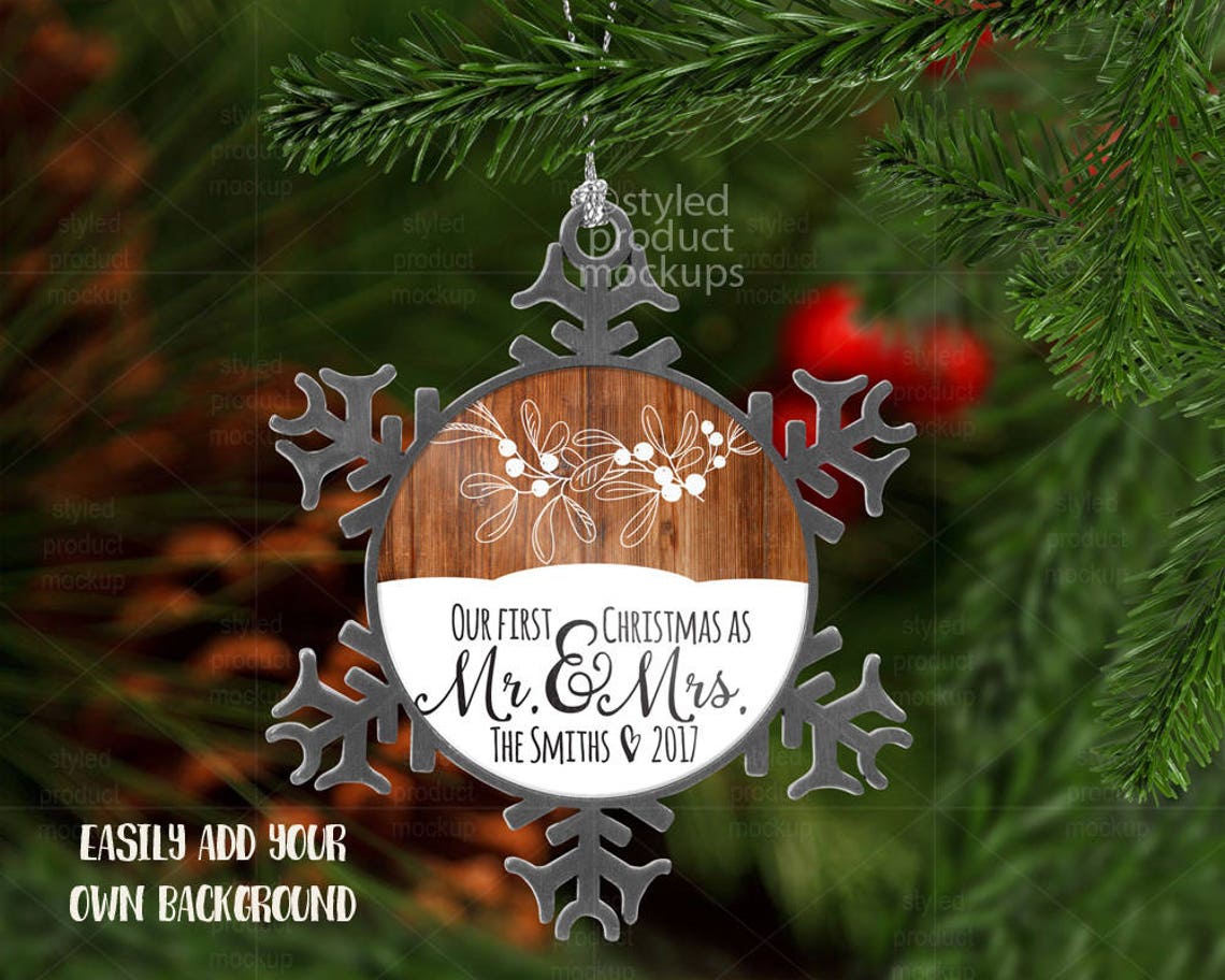 Snowflake Shaped Pewter Christmas Ornament Mockup Template - Etsy
