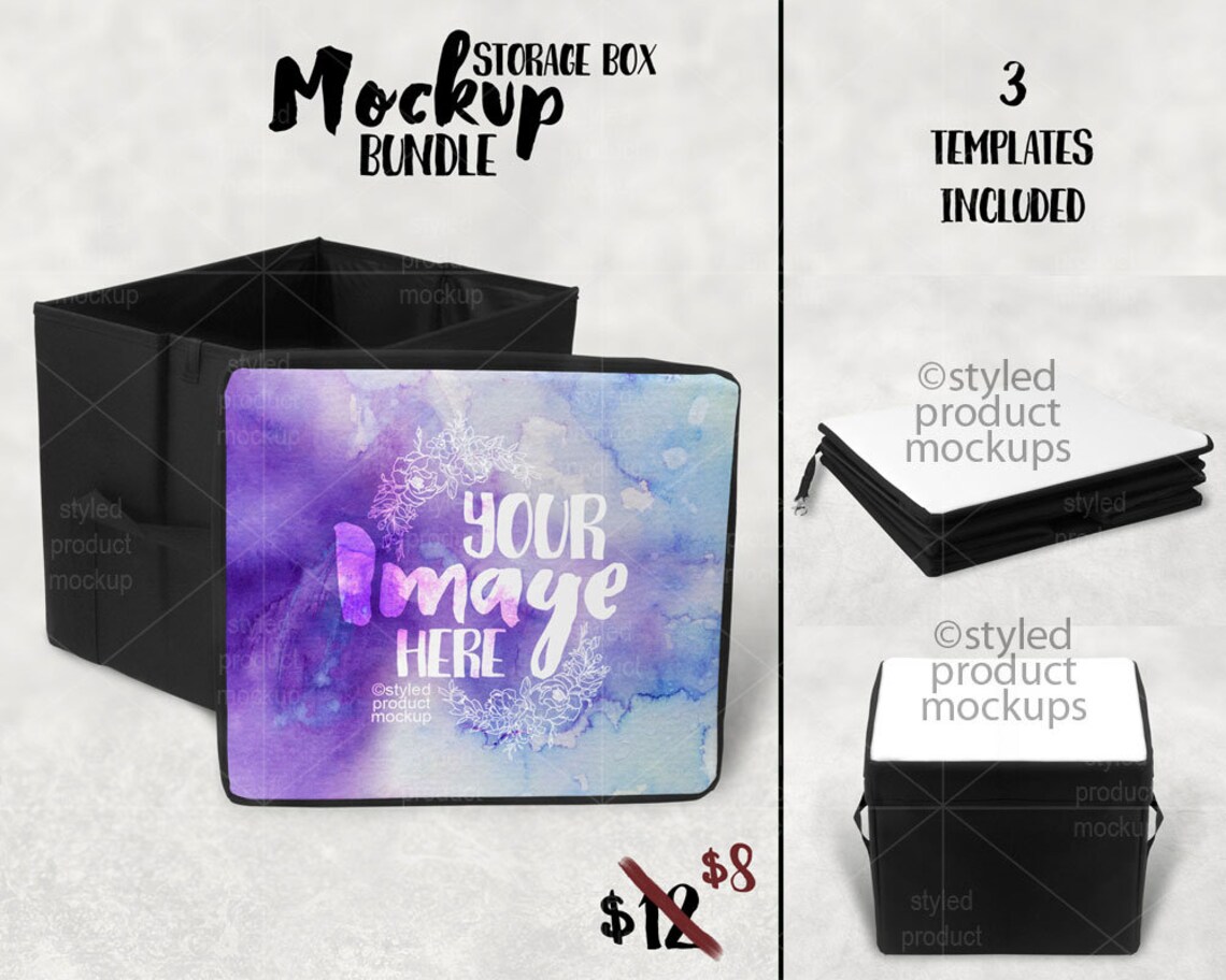 Dye Sublimation Storage Box Template Mockup Add Your Own - Etsy