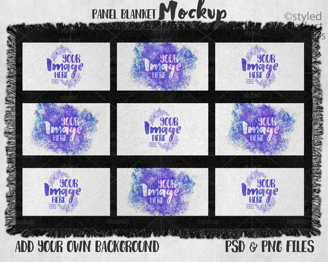 Dye Sublimation 9 Panel Blanket With Black and White Fringe Edges ...