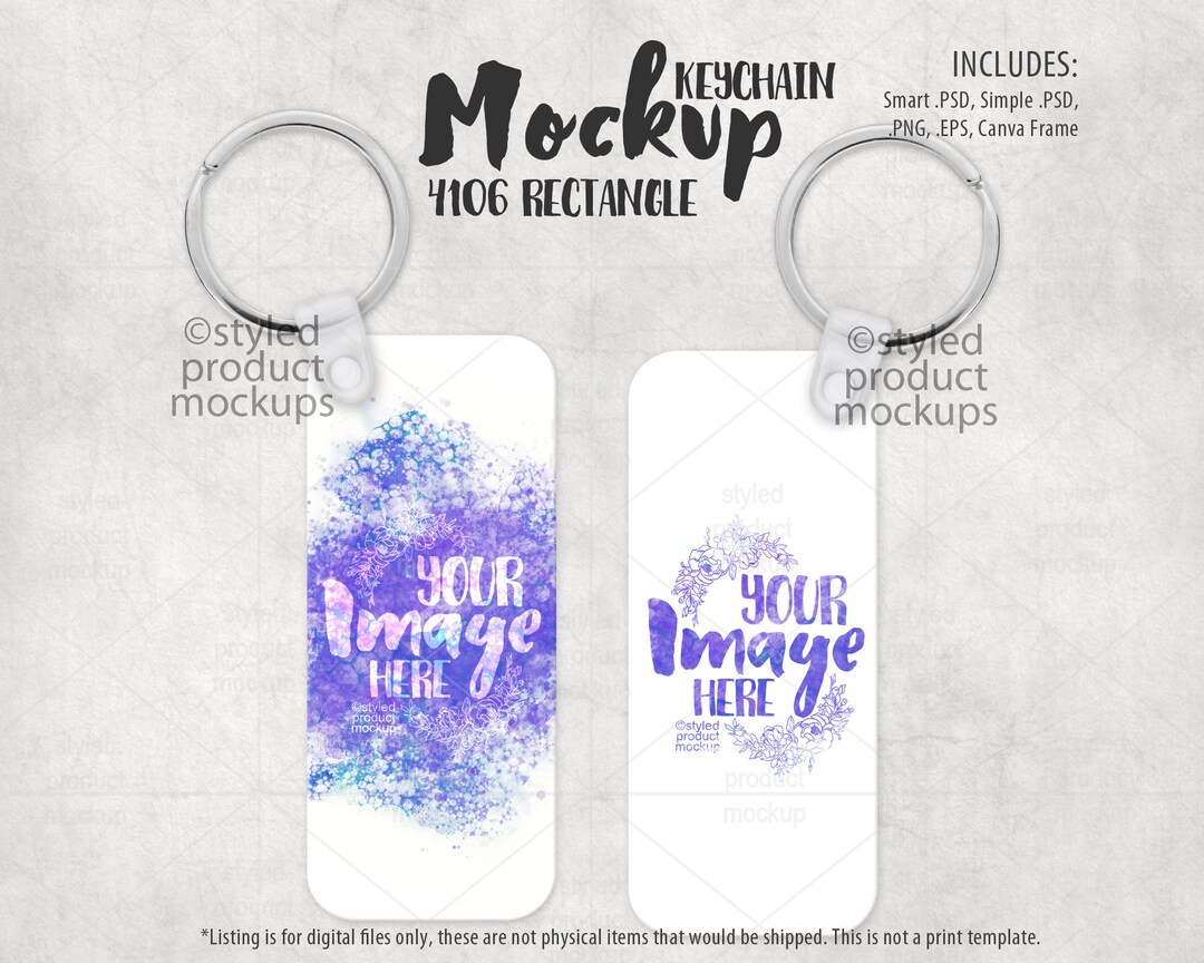 Dye Sublimation Rectangle 4106 Keychain Mockup Template | Add Your Own ...