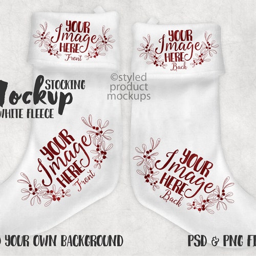 Dye Sublimation All White Fleece Christmas Stocking Mockup | Etsy