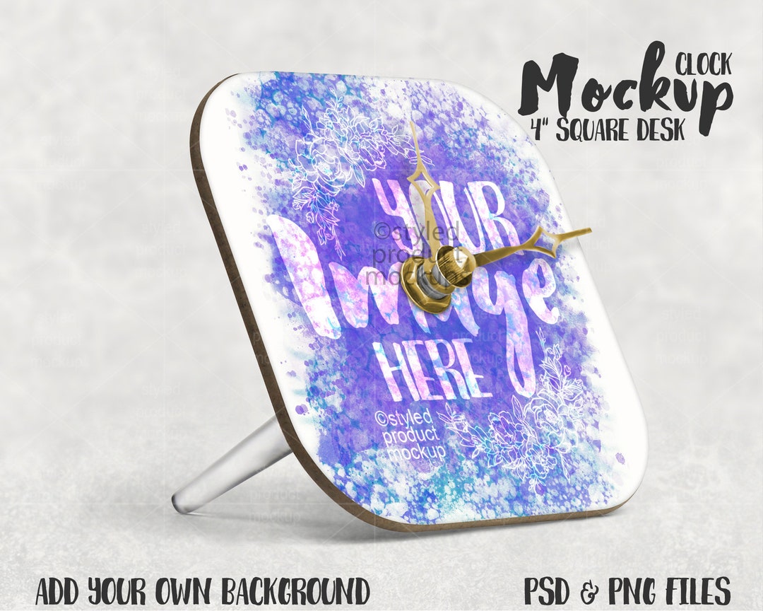 Dye Sublimation Square Desk Clock Mockup | Add Your Own Image and ...