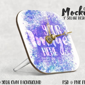 Dye Sublimation Square Desk Clock Mockup | Add Your Own Image and ...