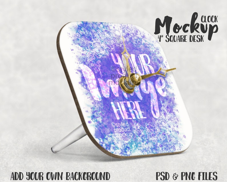 Dye Sublimation Square Desk Clock Mockup | Add Your Own Image and ...