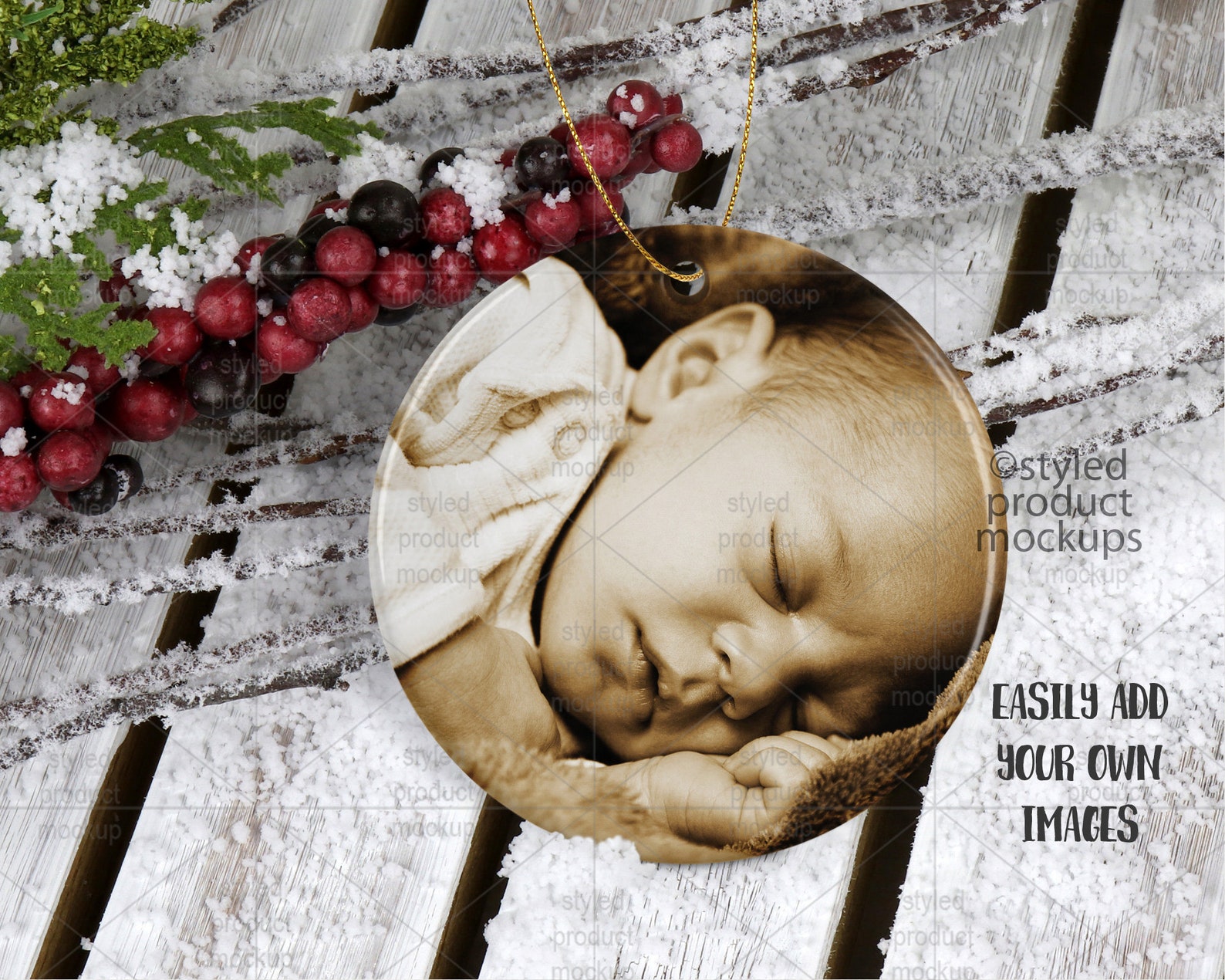 Dye Sublimation Round Ceramic Ornament Mockup Add Your Own | Etsy