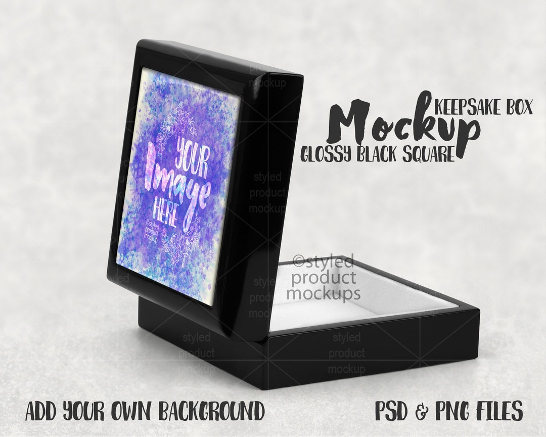 Dye Sublimation Glossy Black Keepsake Box Mockup | Add Your Own Image ...