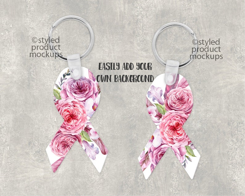 Dye Sublimation Awareness Ribbon Shaped Keychain Mockup - Etsy
