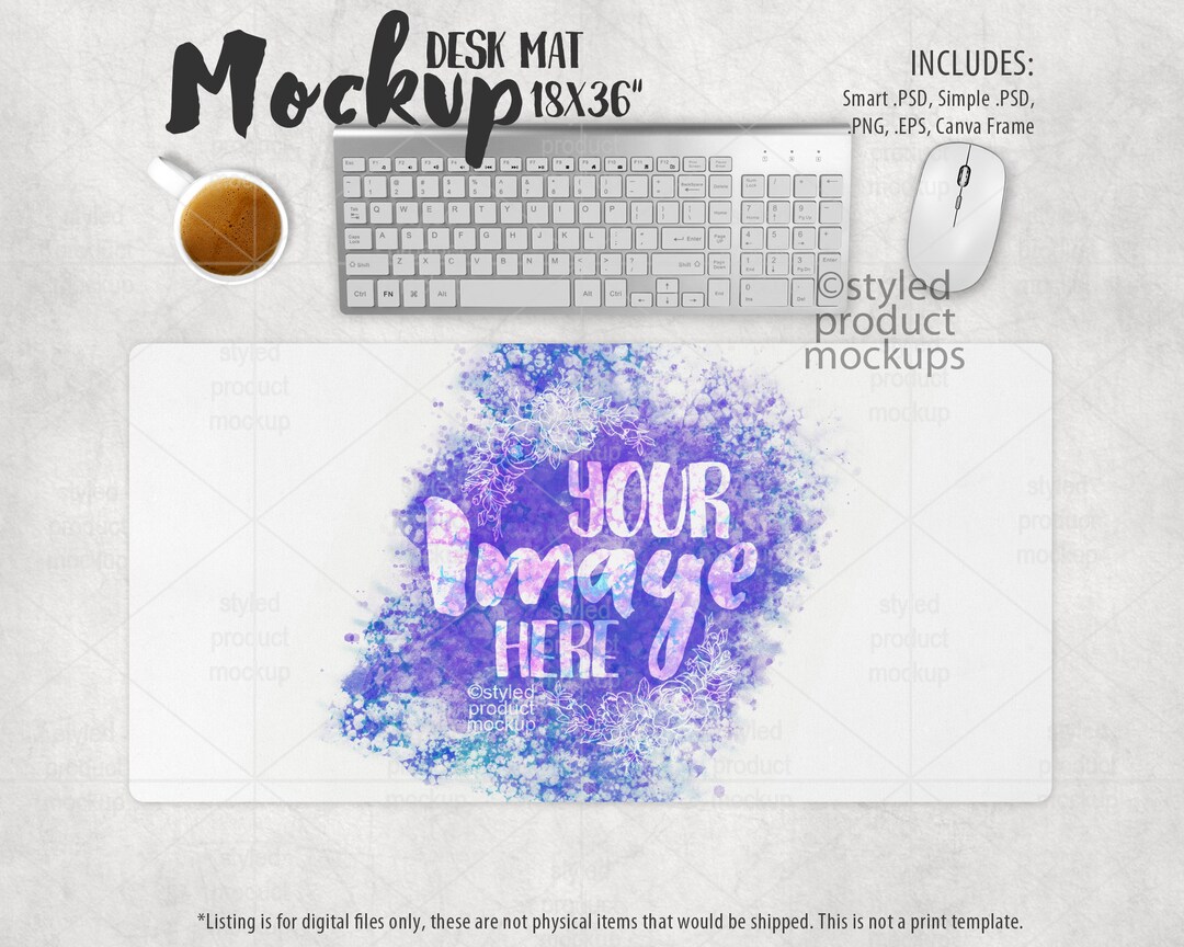 Dye Sublimation 18x36 Inch Gaming Desk Mat Mockup | Add Your Own Image ...