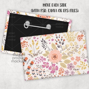 Rectangle Shaped 2X3 Inch Horizontal Pinback Button Mockup | Add Your ...