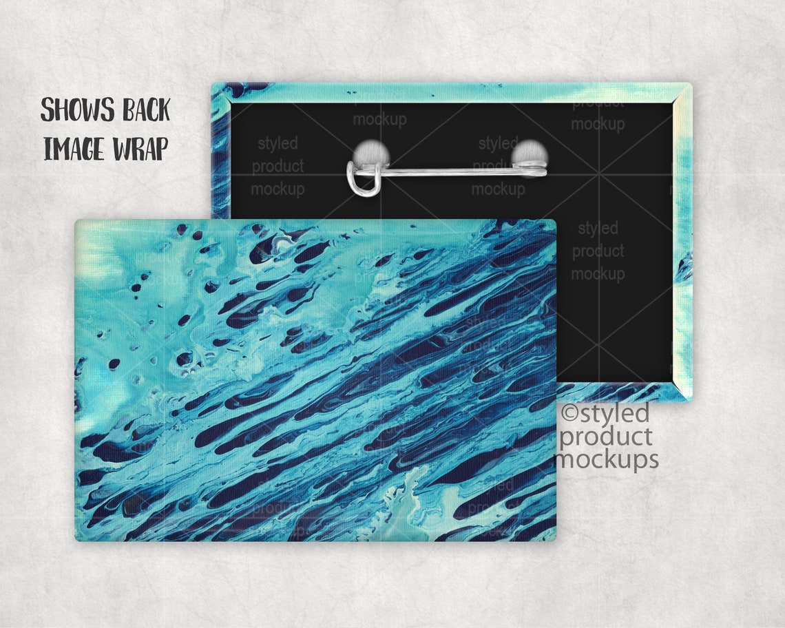 Rectangle Shaped 2X3 Inch Horizontal Pinback Button Mockup - Etsy