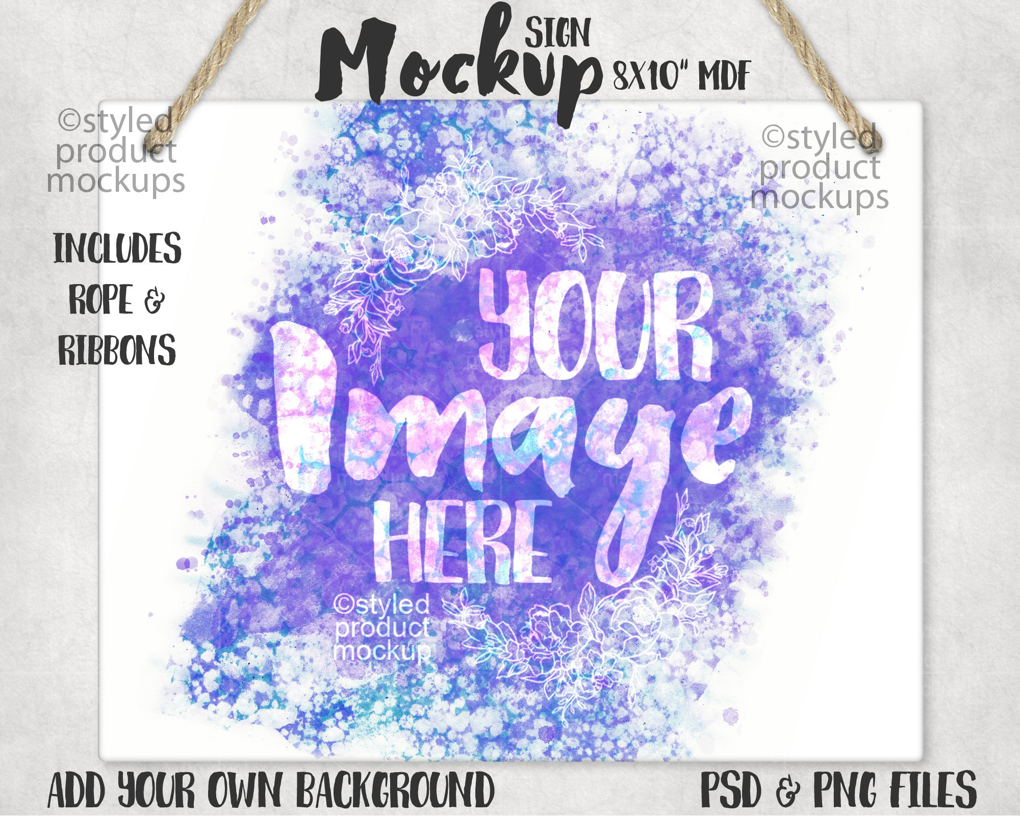 Dye Sublimation 8x10 MDF Hanging Sign Mockup | Add Your Own Image and ...