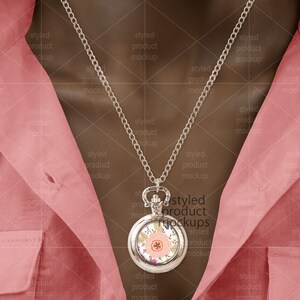 Watch Necklace Shown on Woman's Neck Mockup Add Your Own Image and ...