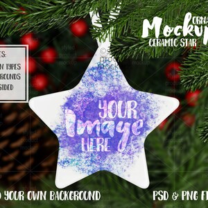Dye Sublimation Star Shaped Ceramic Christmas Ornament Mockup | Add ...