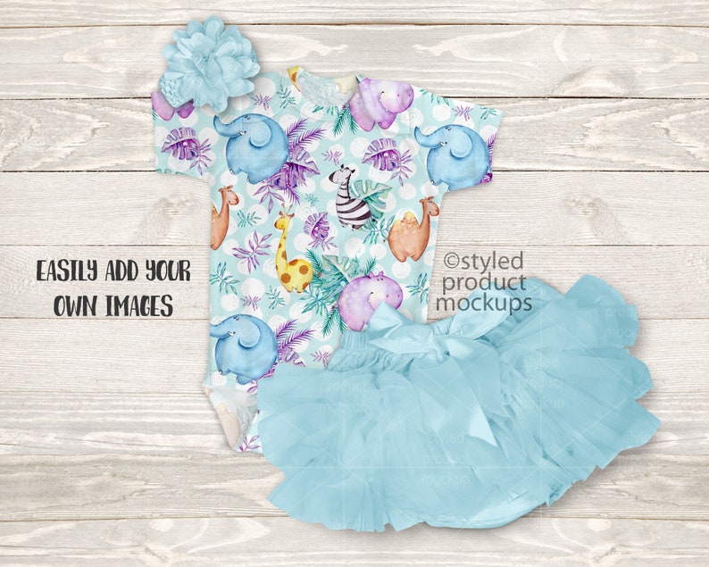 Dye Sublimation Baby Bodysuit Outfit With Tutu and Headband Mockup ...