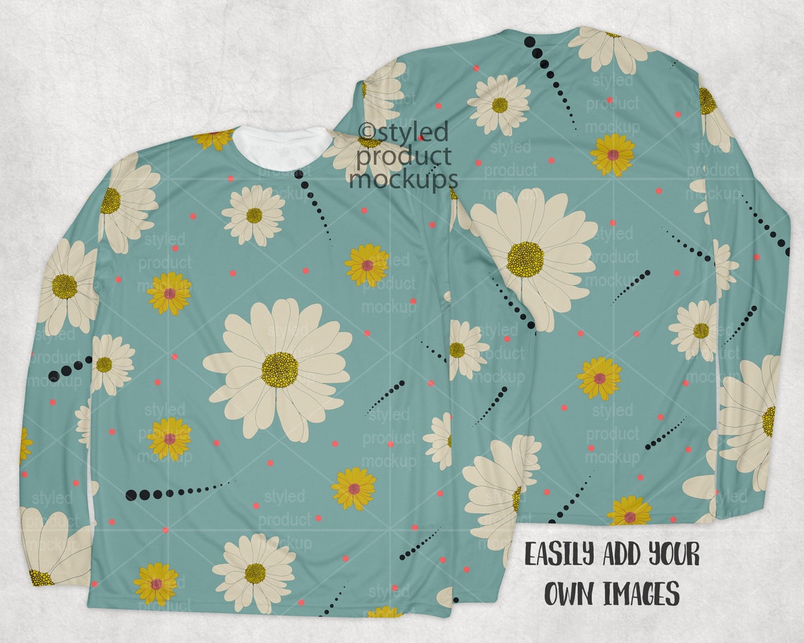 Dye Sublimation Long Sleeve Solar Shirt Mockup | Add Your Own Image and ...