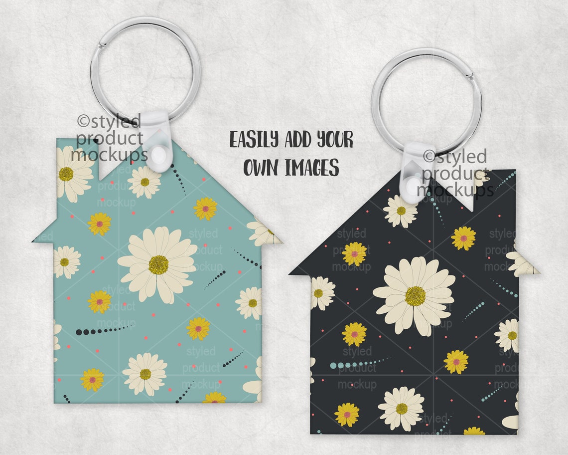 Dye Sublimation Double Sided MDF House Shaped Key Ring Mockup - Etsy