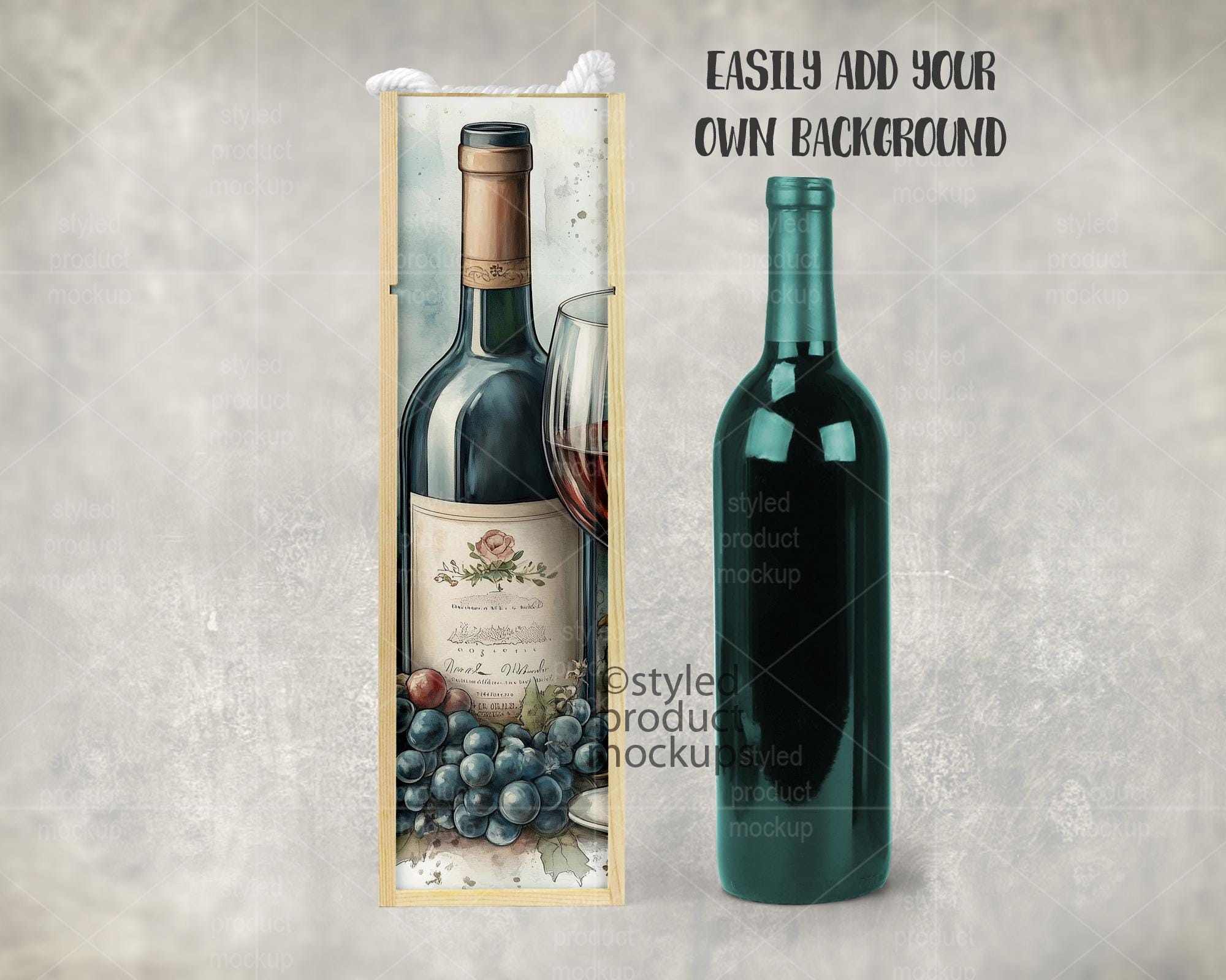 Dye Sublimation Natural Wood Wine Box Mockup Template | Add Your Own ...