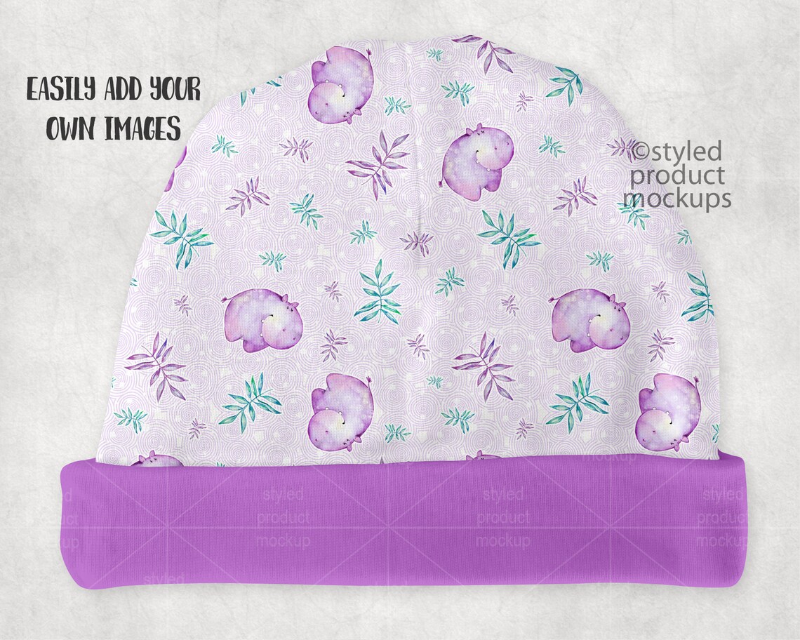 Dye Sublimation Infant Beanie Hat With Folded Rim Mockup Add - Etsy