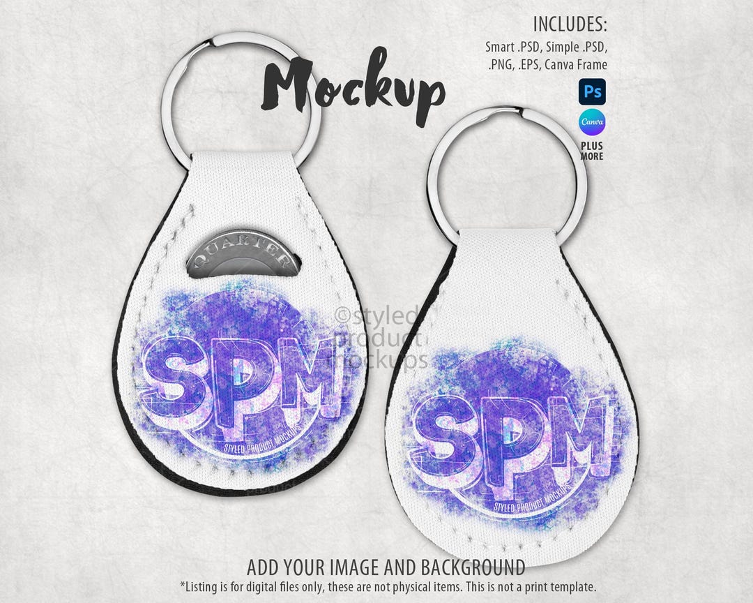 Dye Sublimation Quarter Holder Keychain Mockup (photoshop, Canva, PNG ...