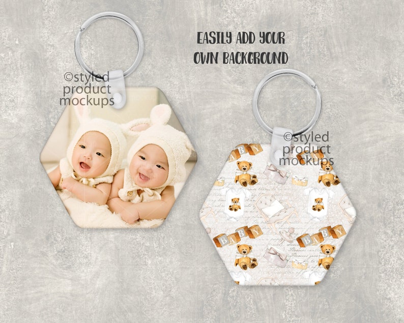 Dye Sublimation Hexagon Hardboard Keychain Mockup Add Your - Etsy