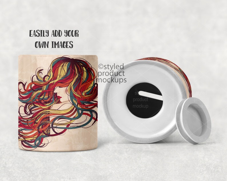 Dye Sublimation Ceramic Coin Bank Mockup Add Your Own Image | Etsy