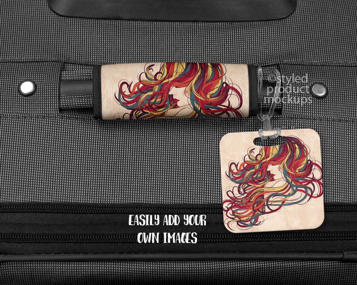 Sublimation Square Luggage Tag and Wrap Mockup Template | Add Your Own ...