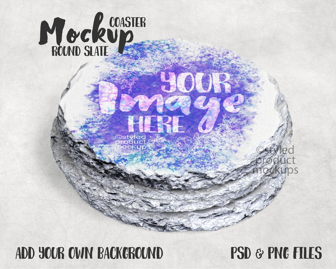 Dye Sublimation Round Slate Coasters Mockup Add Your Own Image and ...