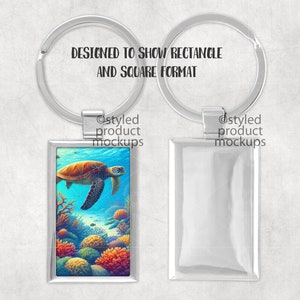 Dye Sublimation Rectangle Metal Keychain Mockup | Add Your Own Image ...