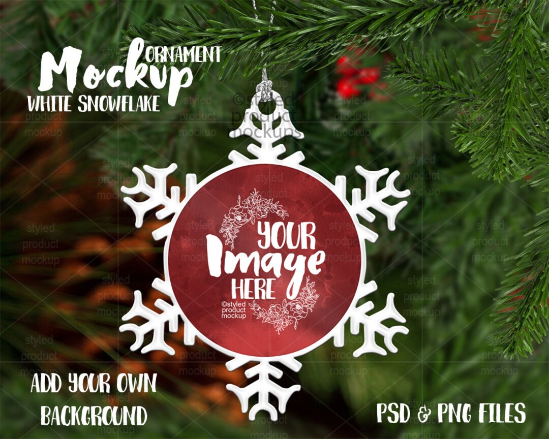White Snowflake Shaped Christmas Ornament Mockup Template |add Your Own ...