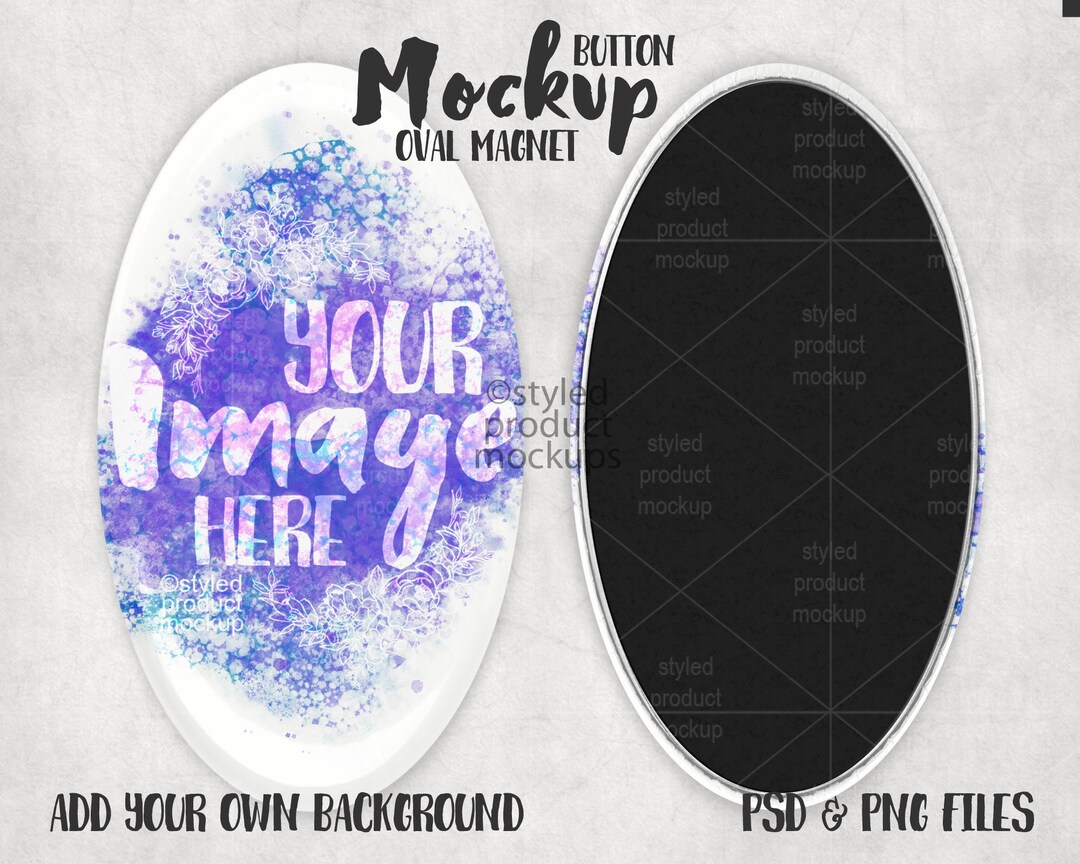 Oval Magnet Back Button Vertical Mockup | Add Your Own Image and ...