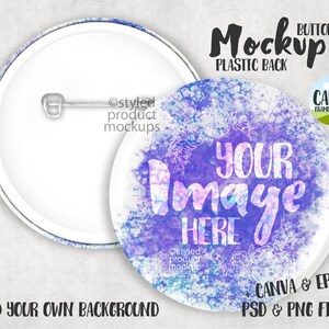 Plastic Back Round Pinback Button Mockup Add Your Own Image - Etsy
