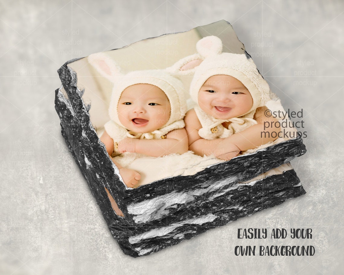Dye Sublimation Square Slate Coaster Mockup | Add Your Own Image and ...
