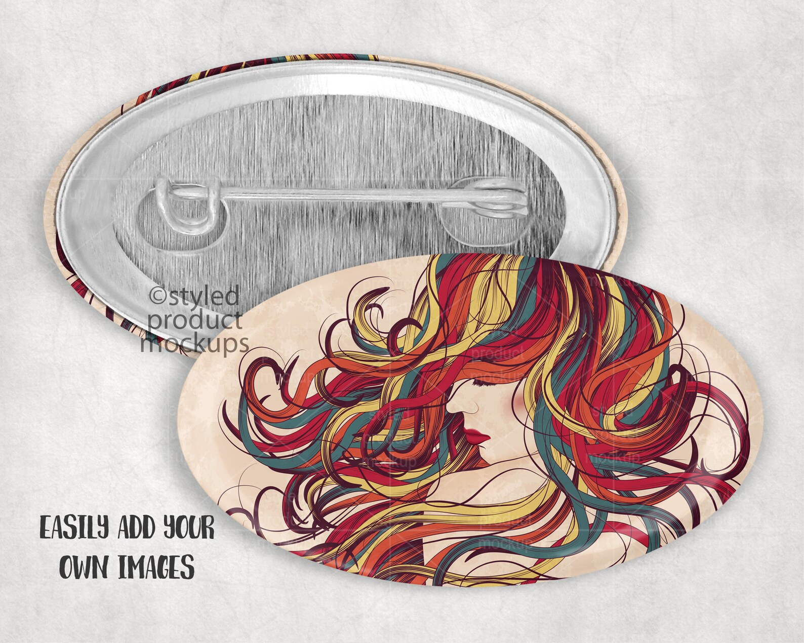 Oval Pinback Button Mockup Add Your Own Image and Background - Etsy