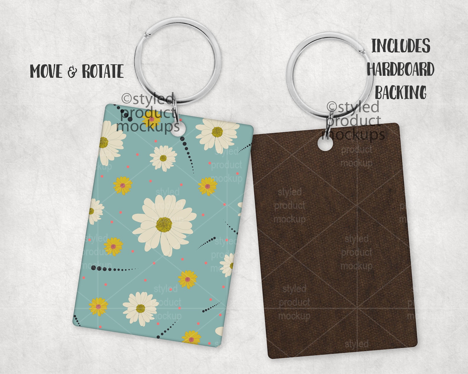 Dye Sublimation 2x3 MDF Keychain Mockup | Add Your Own Image and ...