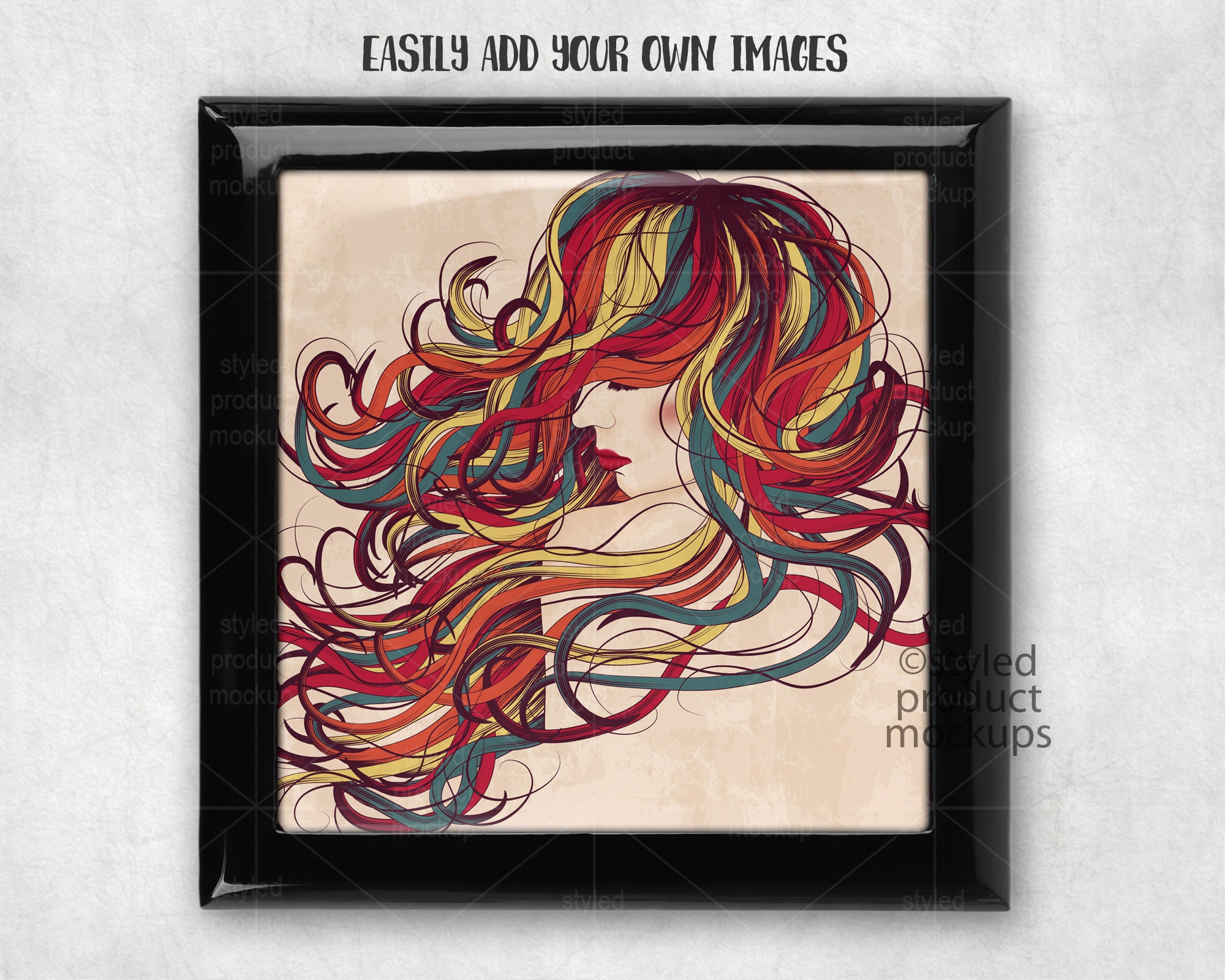 Dye Sublimation Glossy Black Keepsake Box Mockup Add Your | Etsy