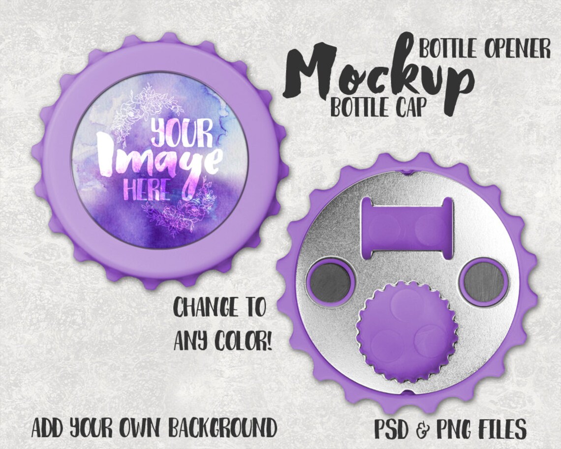 Bottle Cap Shaped Bottle Opener Mockup Template With Front and | Etsy